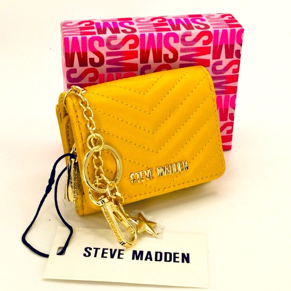 Steve Madden | Bags | Steve Madden Quilted Yellow Trifold Wallet With ...